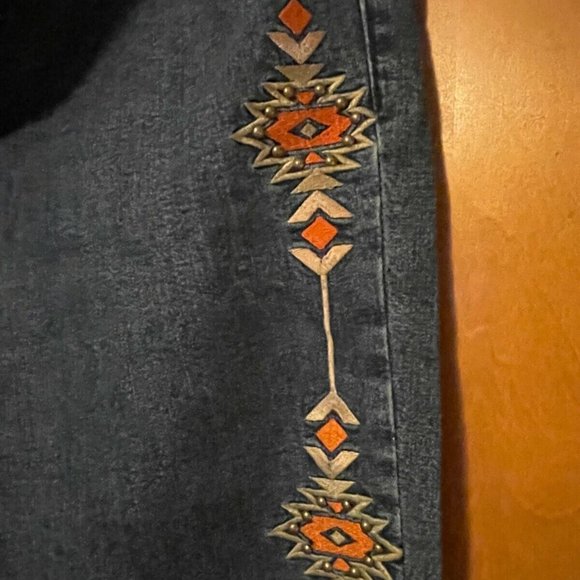 Denim 24/7 | Jeans | Denim 247 Med Denim Southwest Motif Bootleg Jeans ...